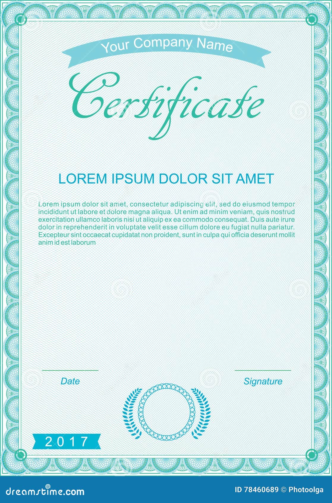 Blue official certificate stock vector. Illustration of template - 78460689