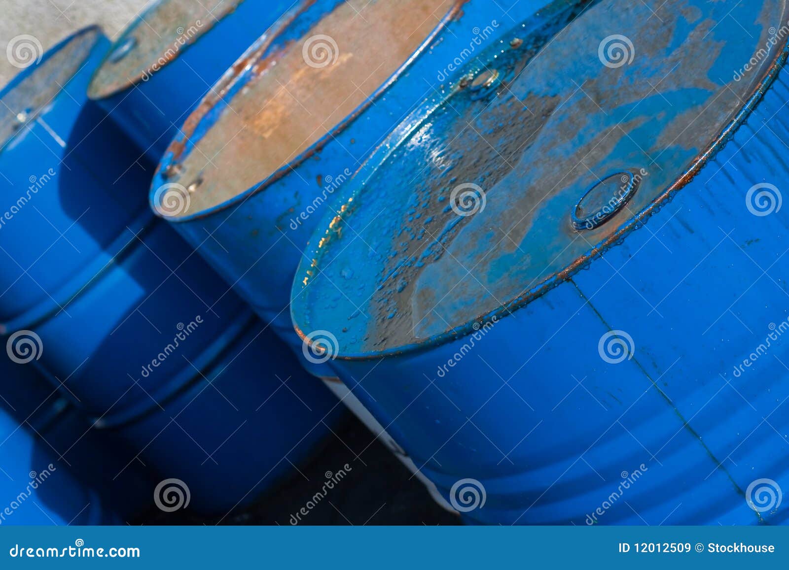 Blue oil barrels (2) stock image. Image of crude, petrol - 12012509