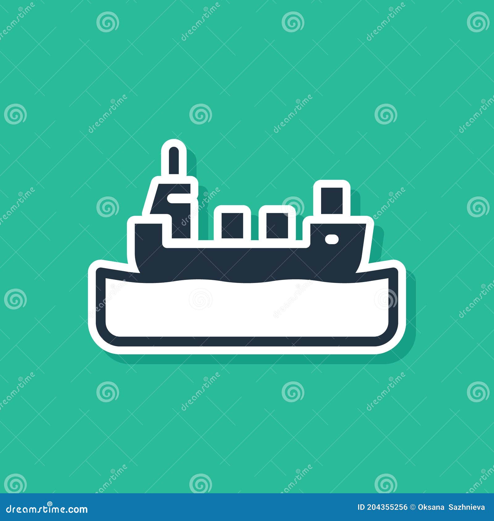 Blue Oil Tanker Ship Icon Isolated on Green Background. Vector Stock ...