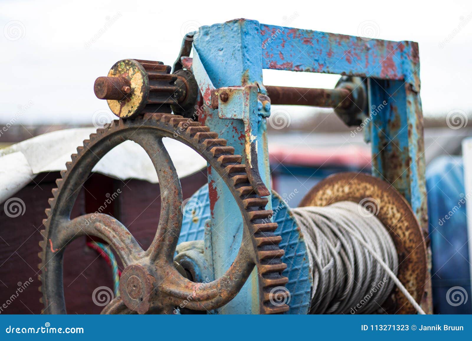 Old Boat Ancient Hoist Pull Tool Stock Image - Image of wheel, rion ...