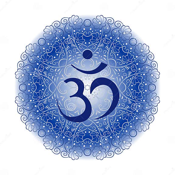 Blue Om stock vector. Illustration of mandala, esoteric - 52085643