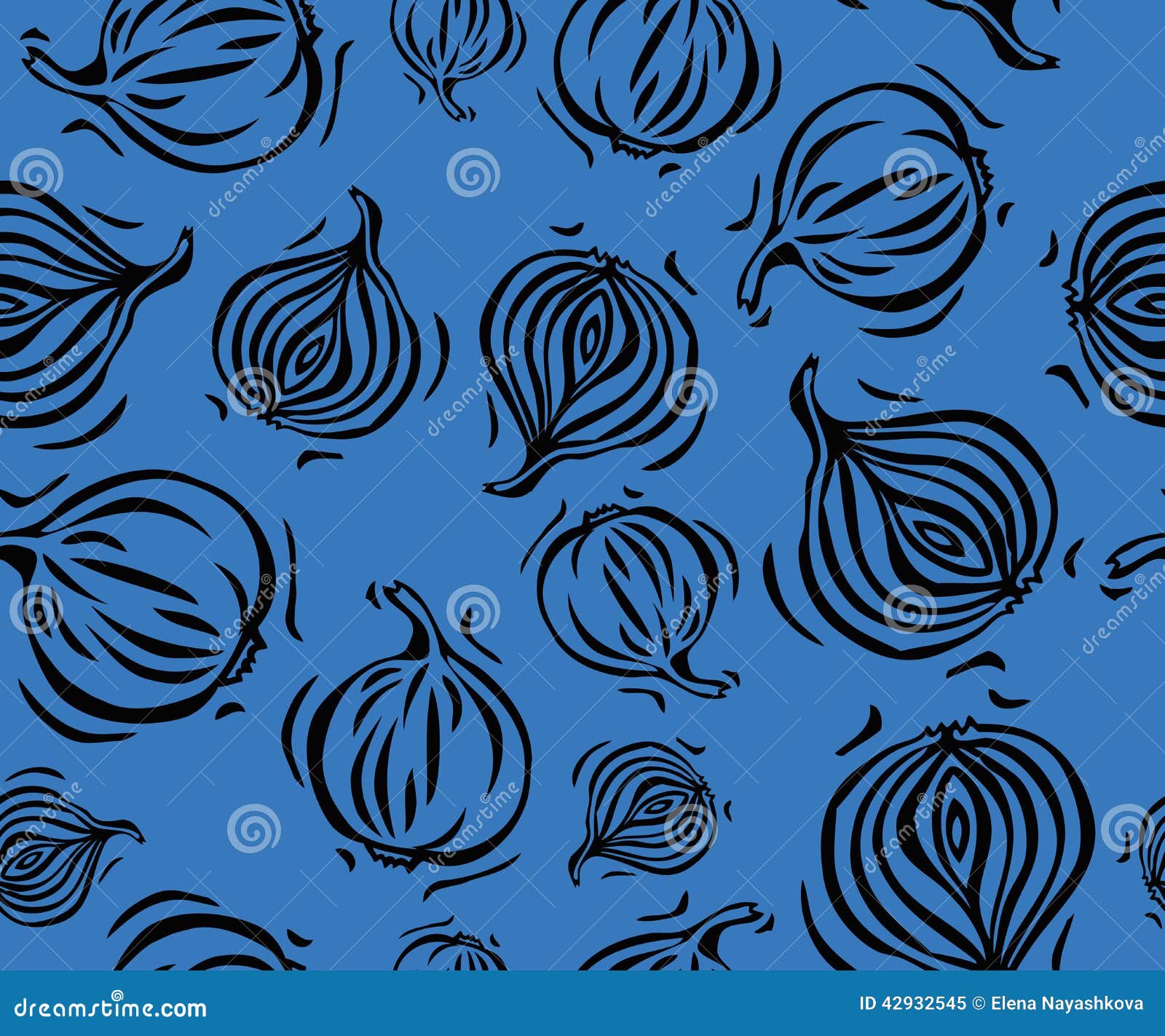 Blue Onion Seamless Pattern Stock Illustration - Illustration of ...