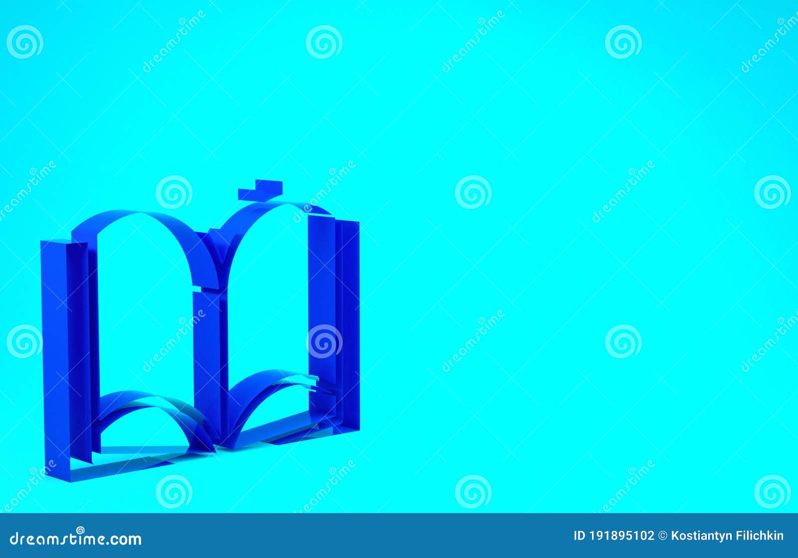 Blue Open Book Icon Isolated on Blue Background. Minimalism Concept ...