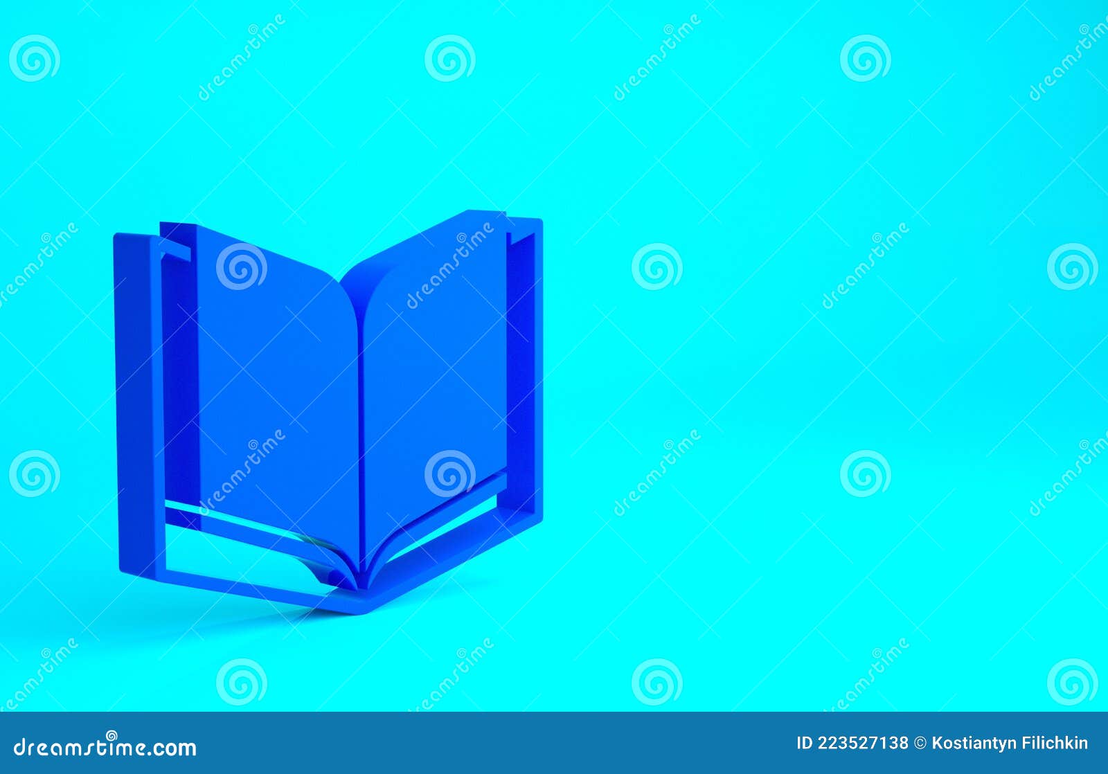 Blue Open Book Icon Isolated on Blue Background. Minimalism Concept ...