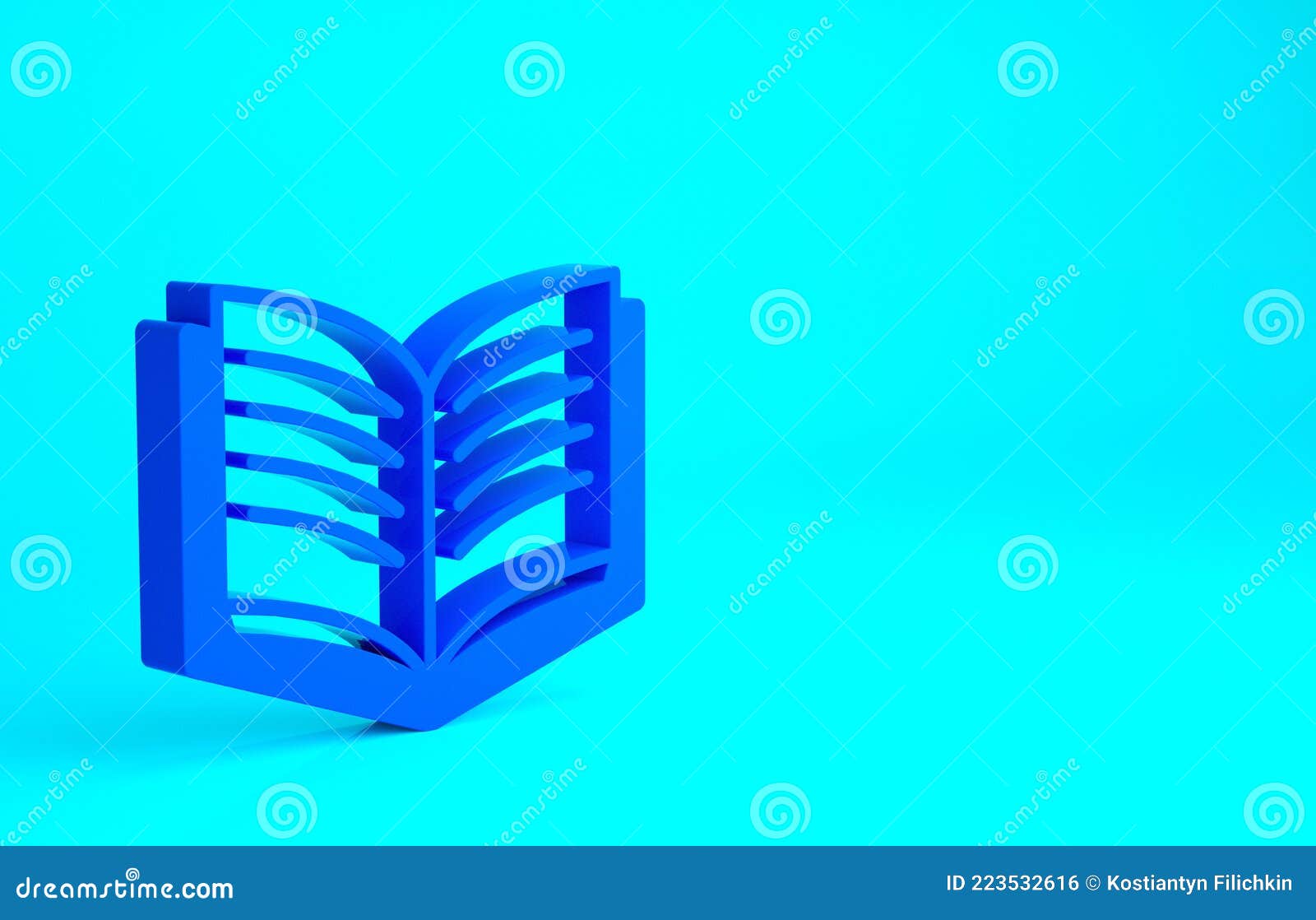 Blue Open Book Icon Isolated on Blue Background. Minimalism Concept ...