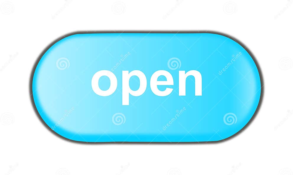 Blue open button stock photo. Image of graphic, button - 204206880