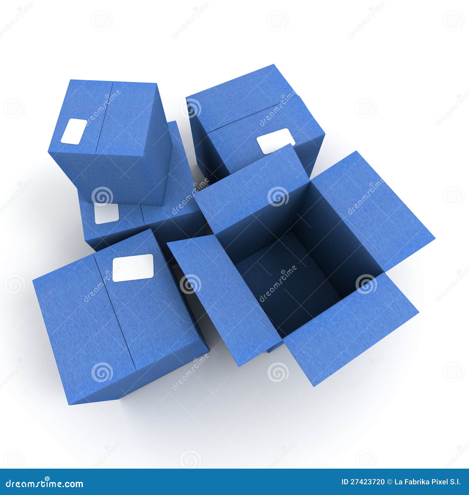 Blue Open and Closed Cartons Stock Illustration - Illustration of ...