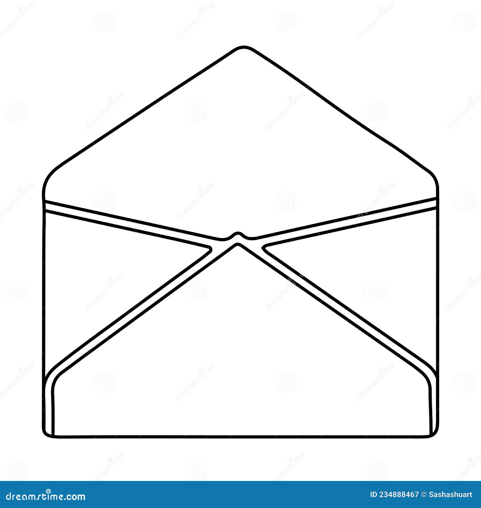 Blue Open Envelope Line Art. Hand Drawn Vector Illustration Stock ...