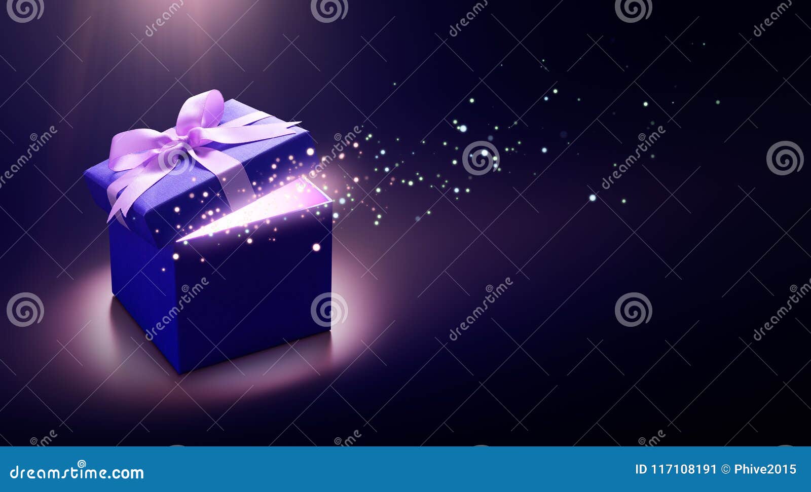 Blue open gift box stock illustration. Illustration of surprise - 117108191