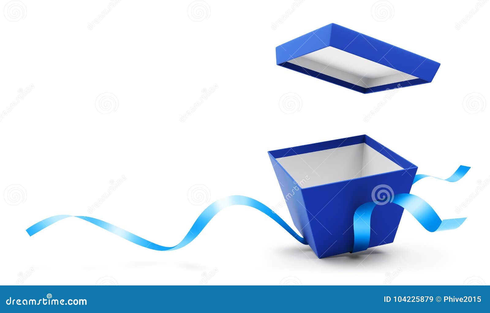 Blue Open Gift Box with Ribbon Stock Illustration - Illustration of ...