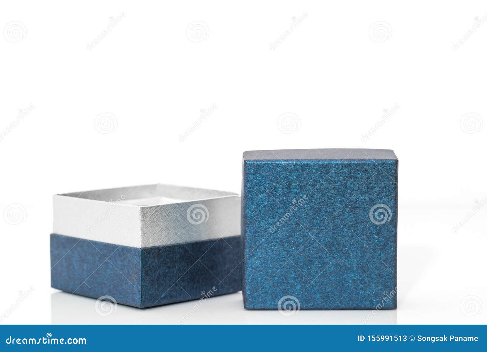 Blue Open Gift Box on White Background Stock Image - Image of color ...