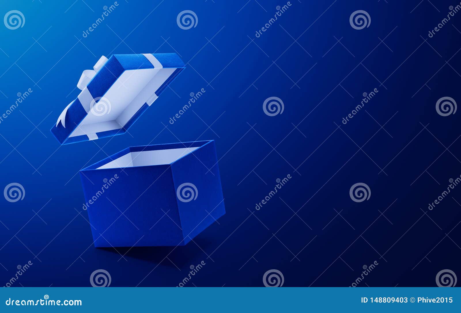 Blue open gift box stock illustration. Illustration of happy - 148809403