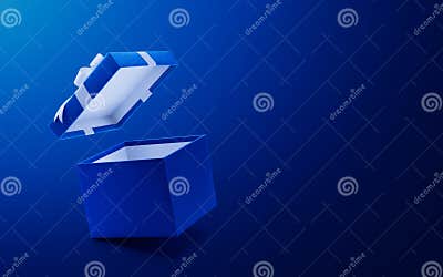 Blue open gift box stock illustration. Illustration of happy - 148809403