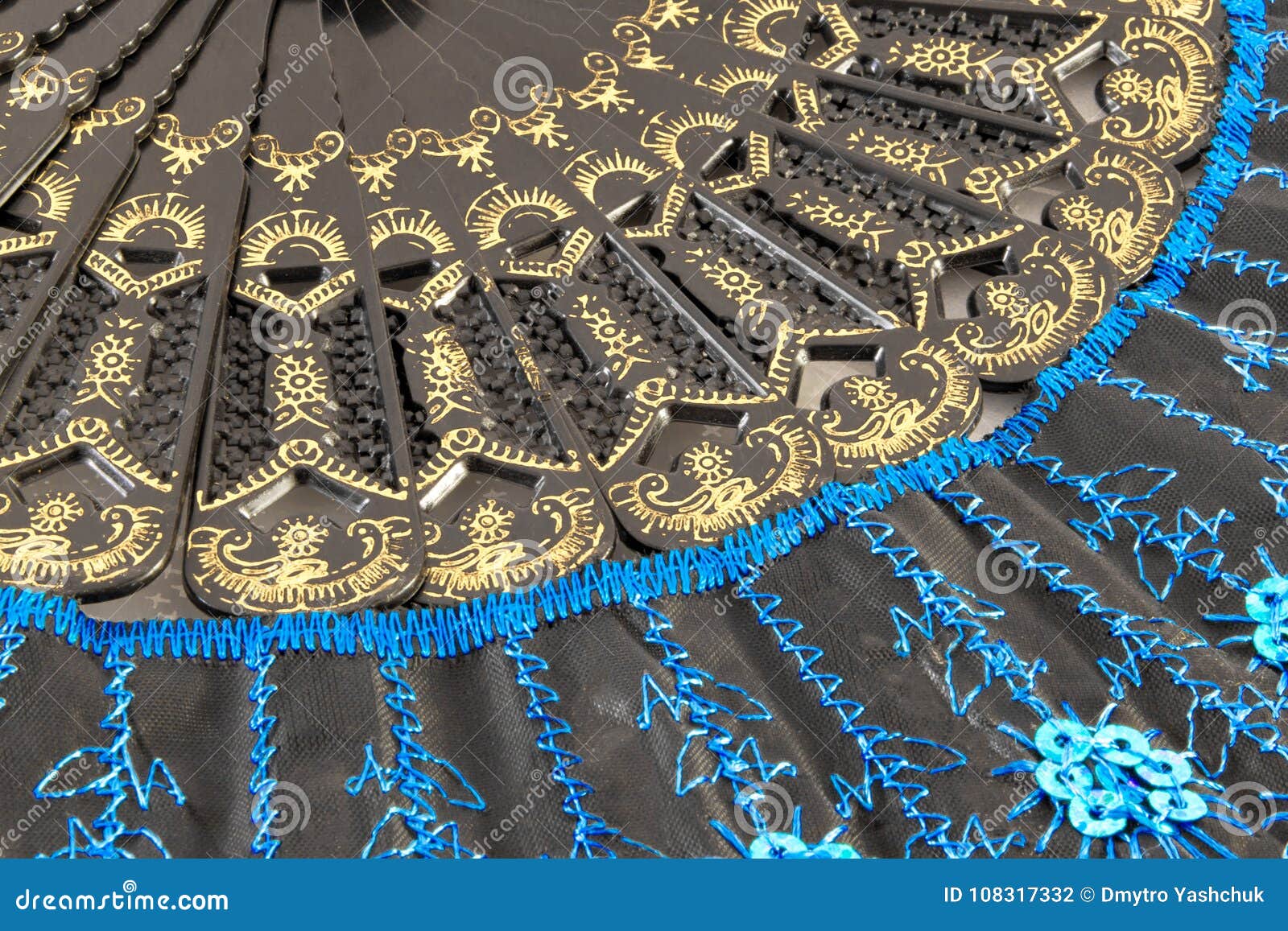 Blue Open Hand Fan on a White Background Stock Photo - Image of folding ...