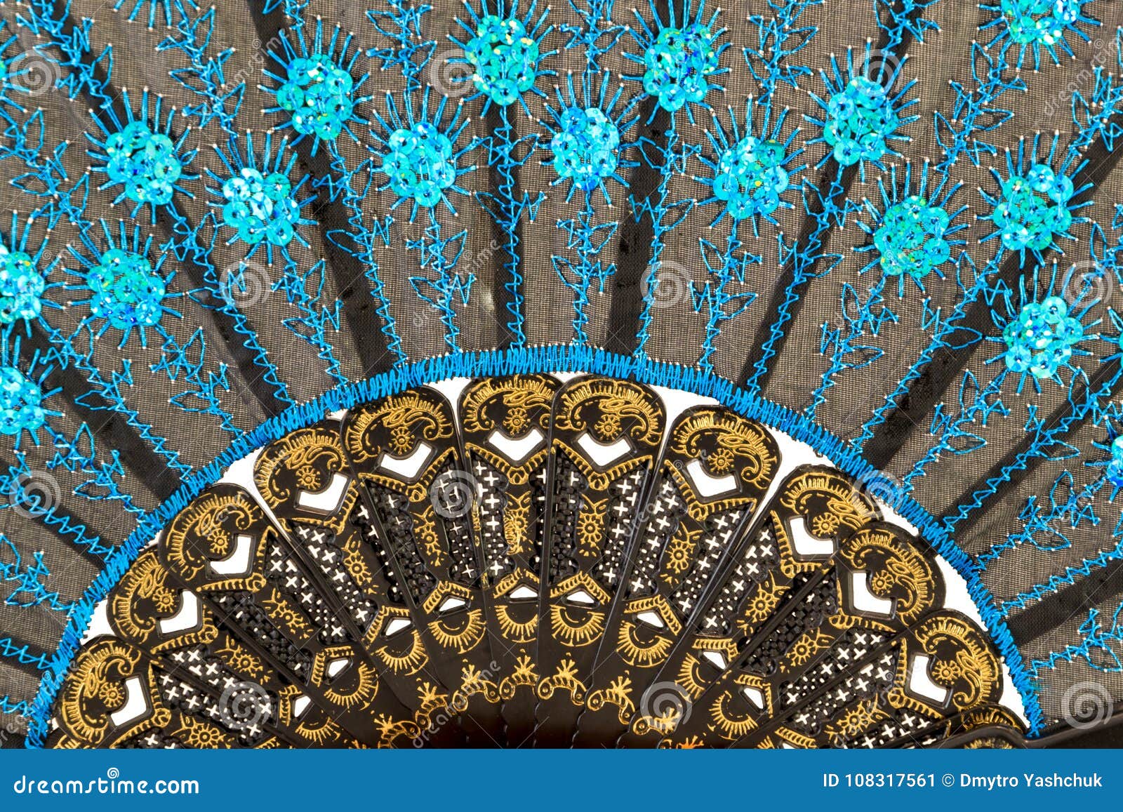 Blue Open Hand Fan on a White Background Stock Image - Image of fabric ...