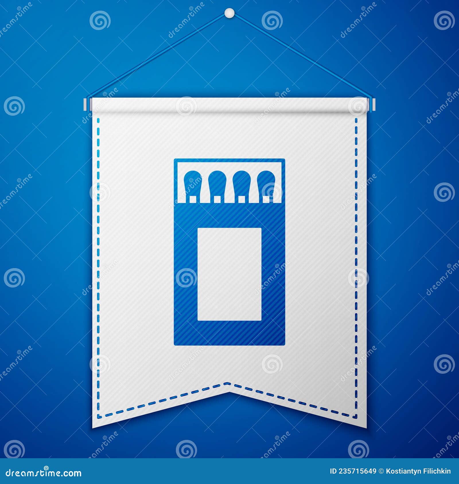 Blue Open Matchbox and Matches Icon Isolated on Blue Background. White ...