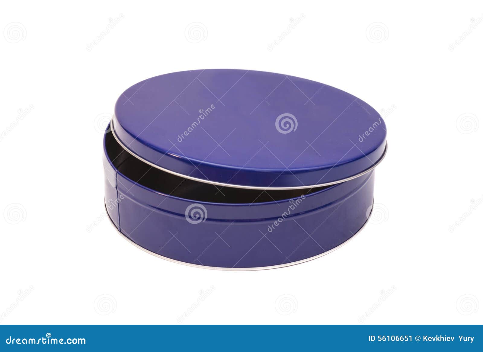 Blue Open Round Metal Box stock image. Image of package - 56106651