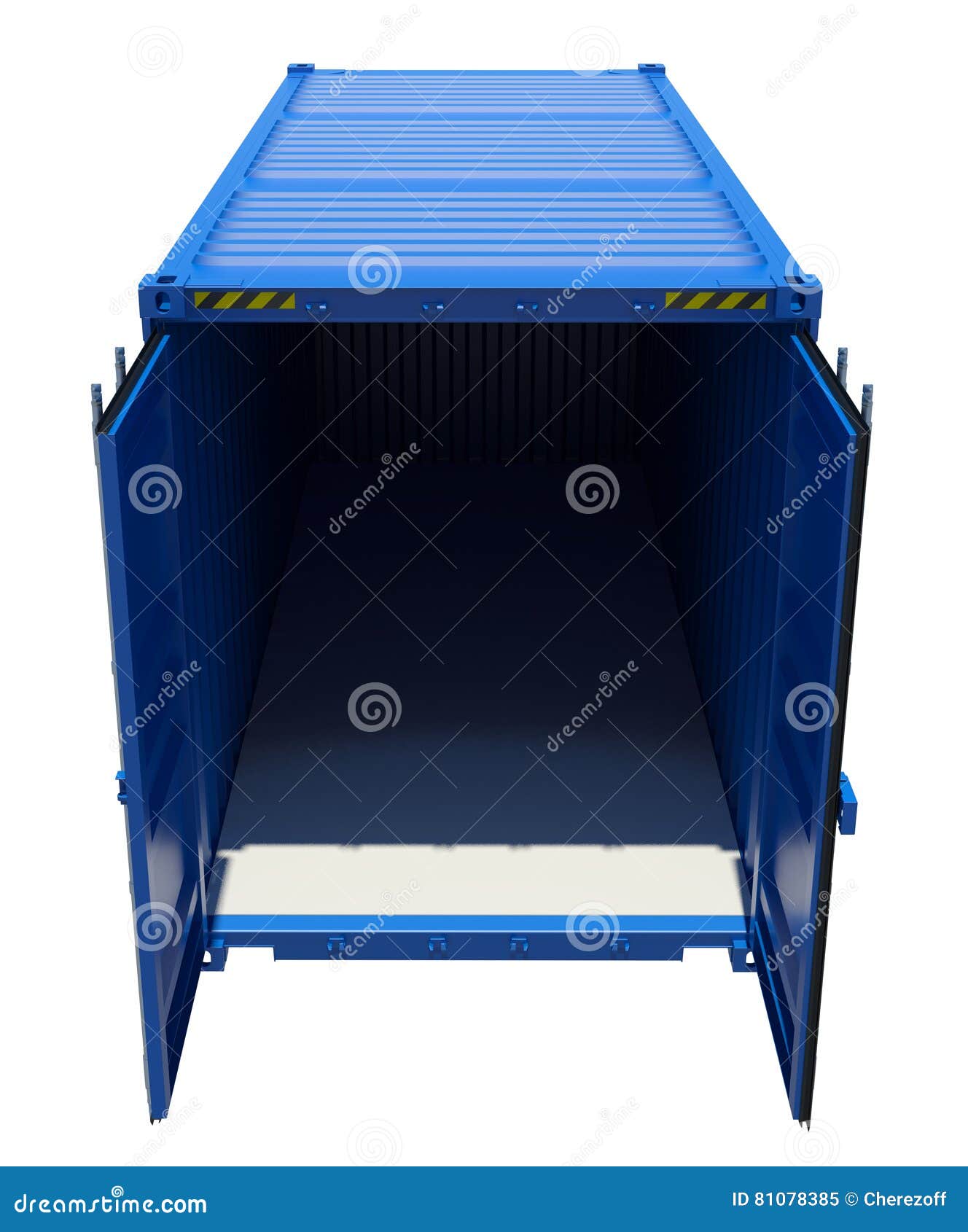 Blue Open Shipping Container Stock Illustration - Illustration of ...