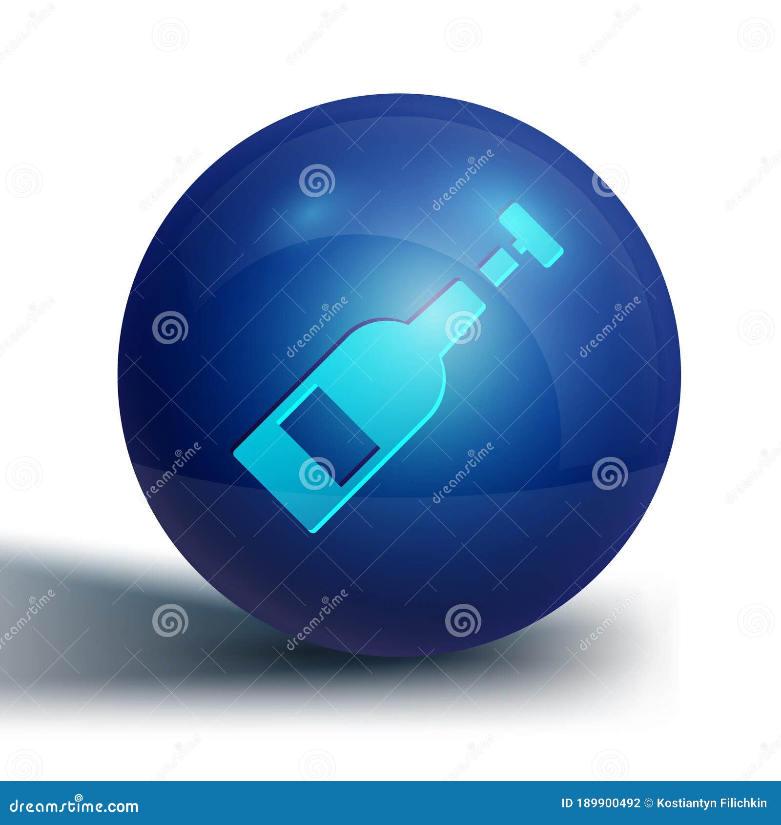 Blue Opened Bottle of Wine Icon Isolated on White Background. Blue ...