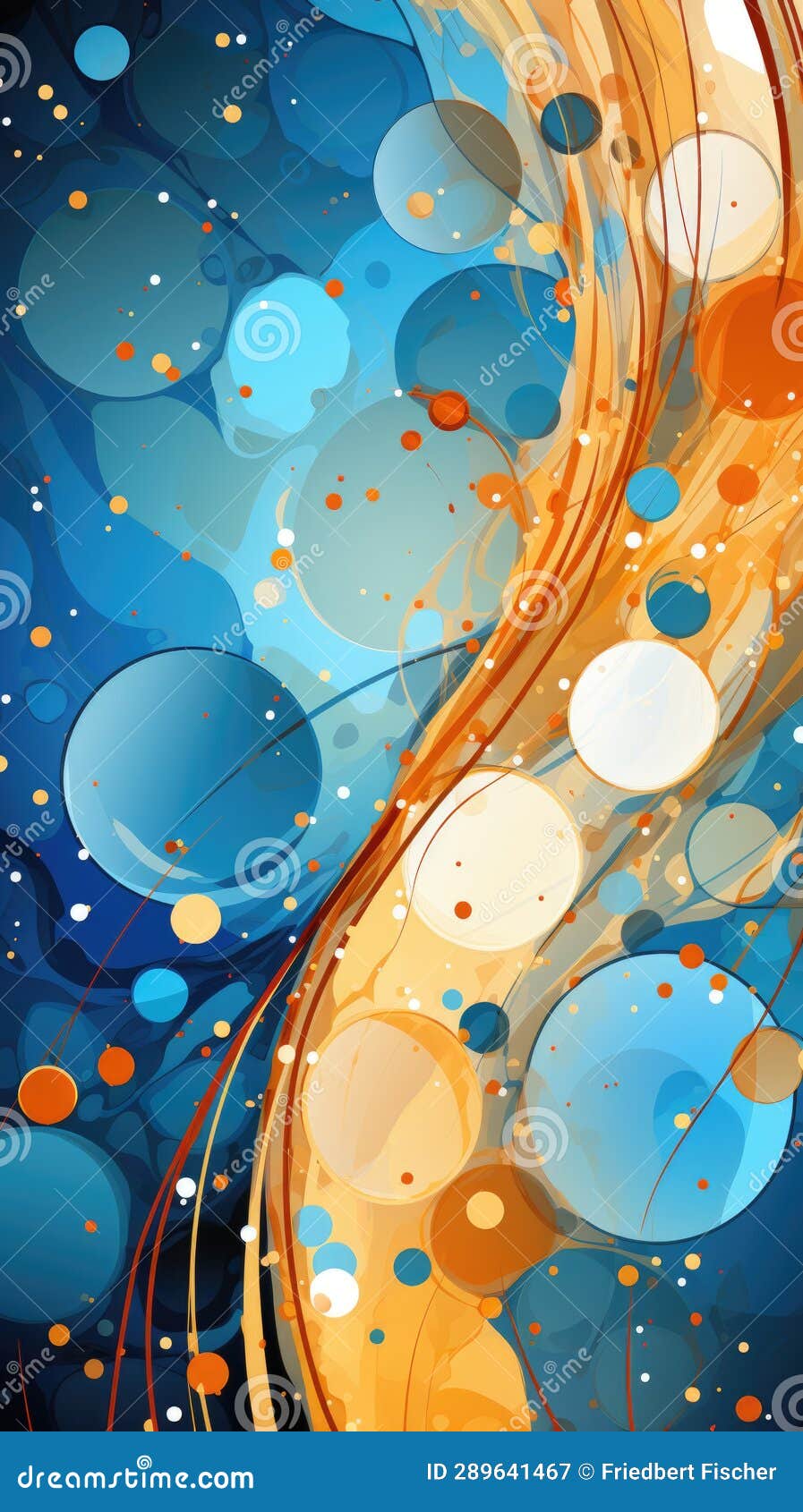 A Blue and Orange Abstract Background with Bubbles. Stock Illustration ...