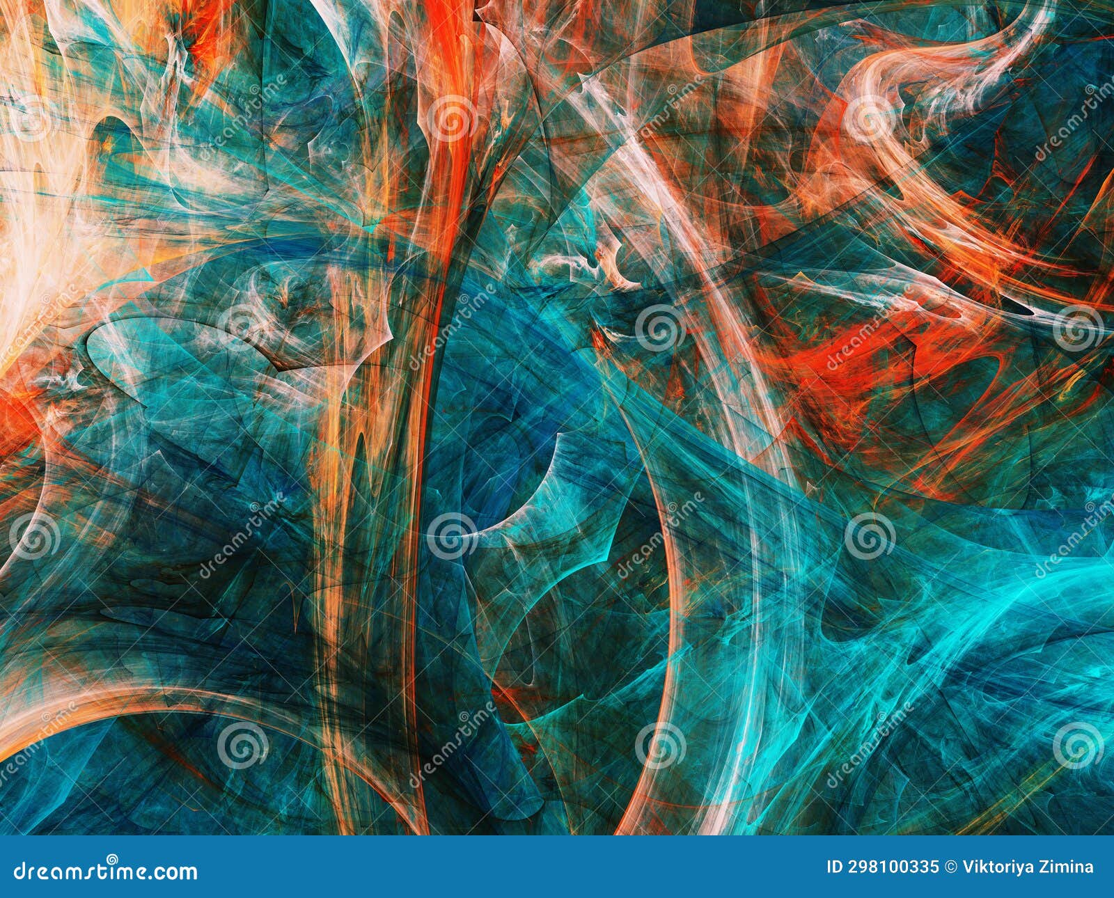 Blue and Orange Abstract Fractal Background 3d Rendering Illustration ...