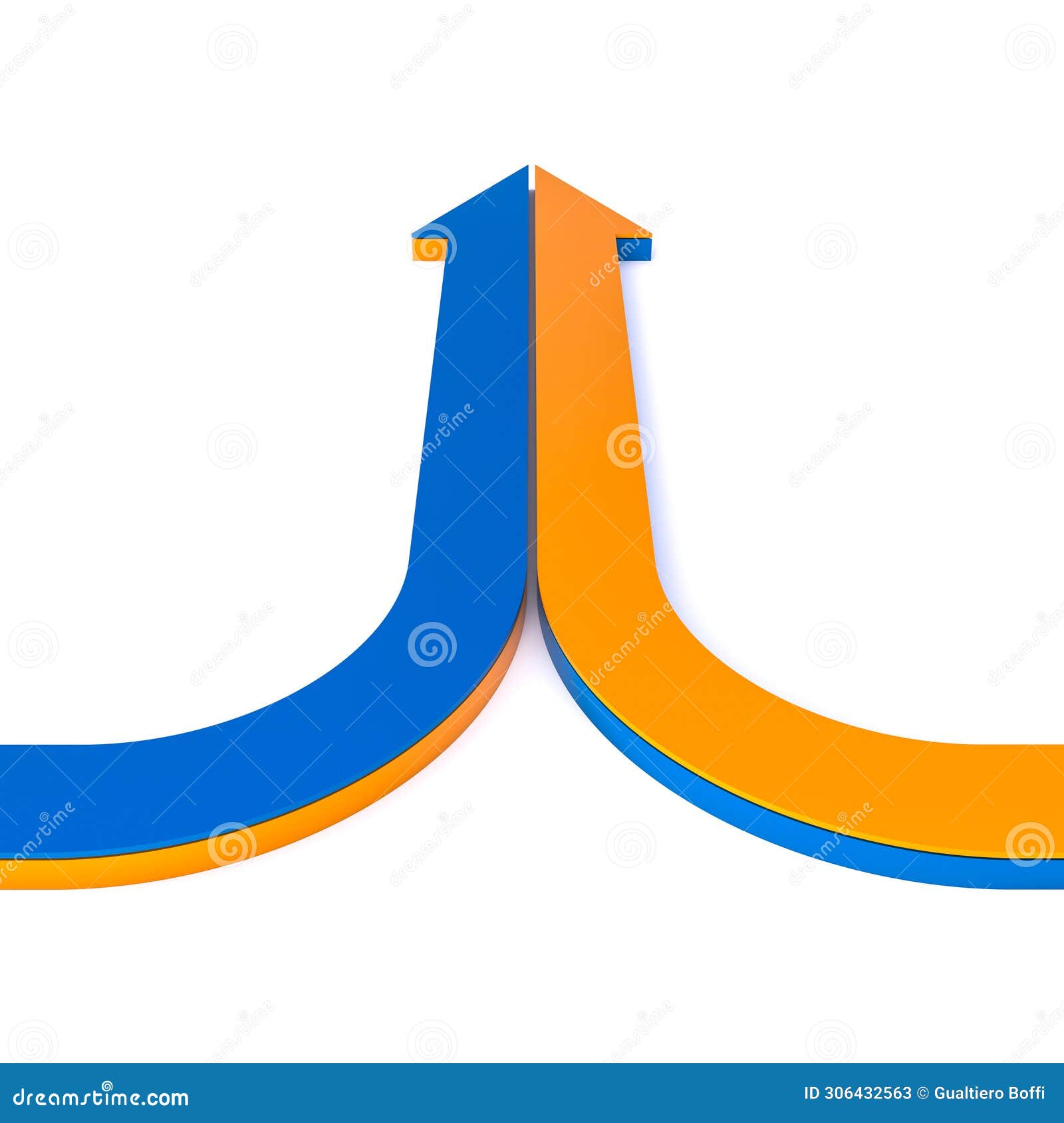 Blue and Orange Arrows Converging on a White Background. Stock ...