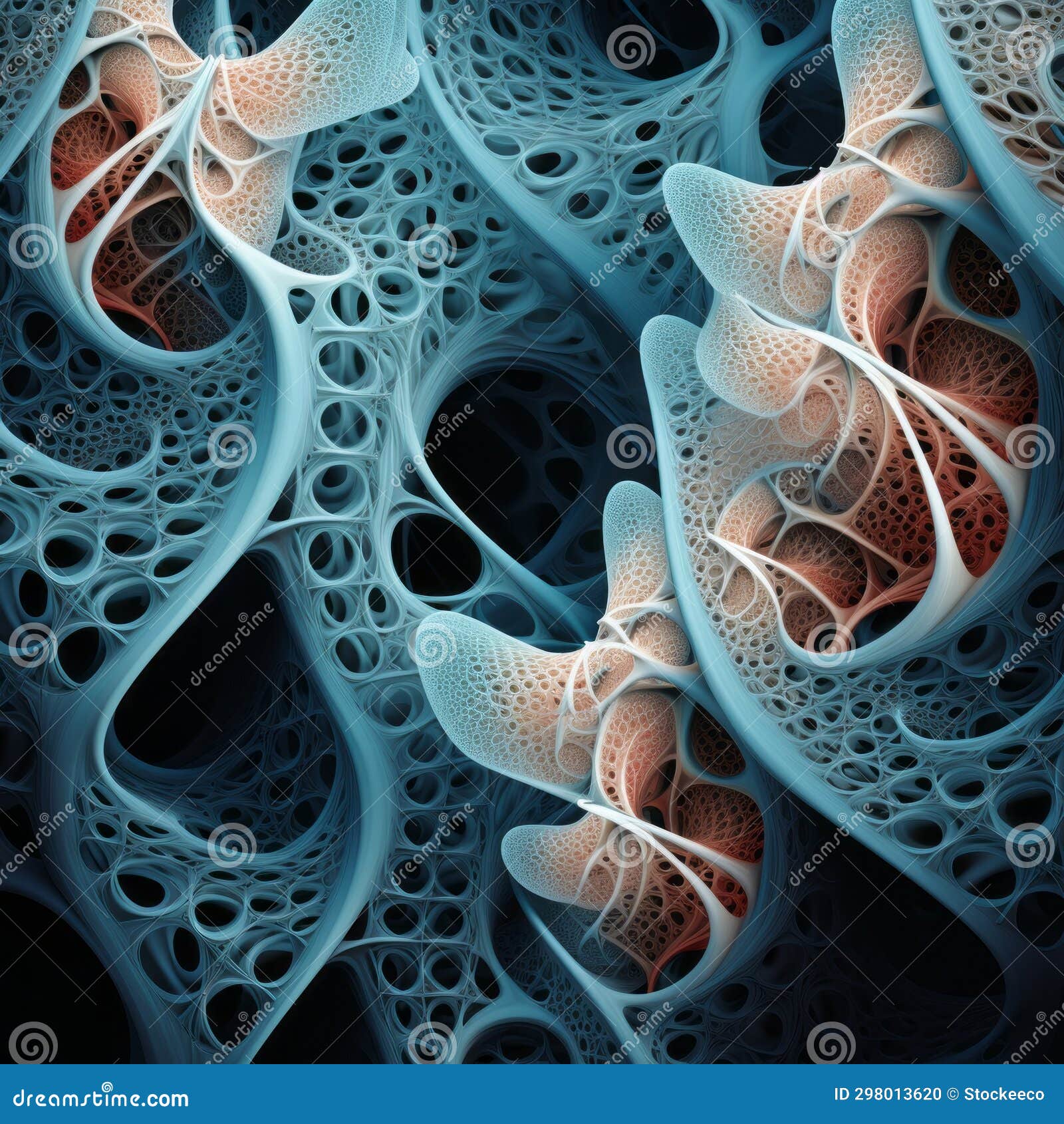 Abstract 3d Design: Blue and White Tissue Structure with Organic ...