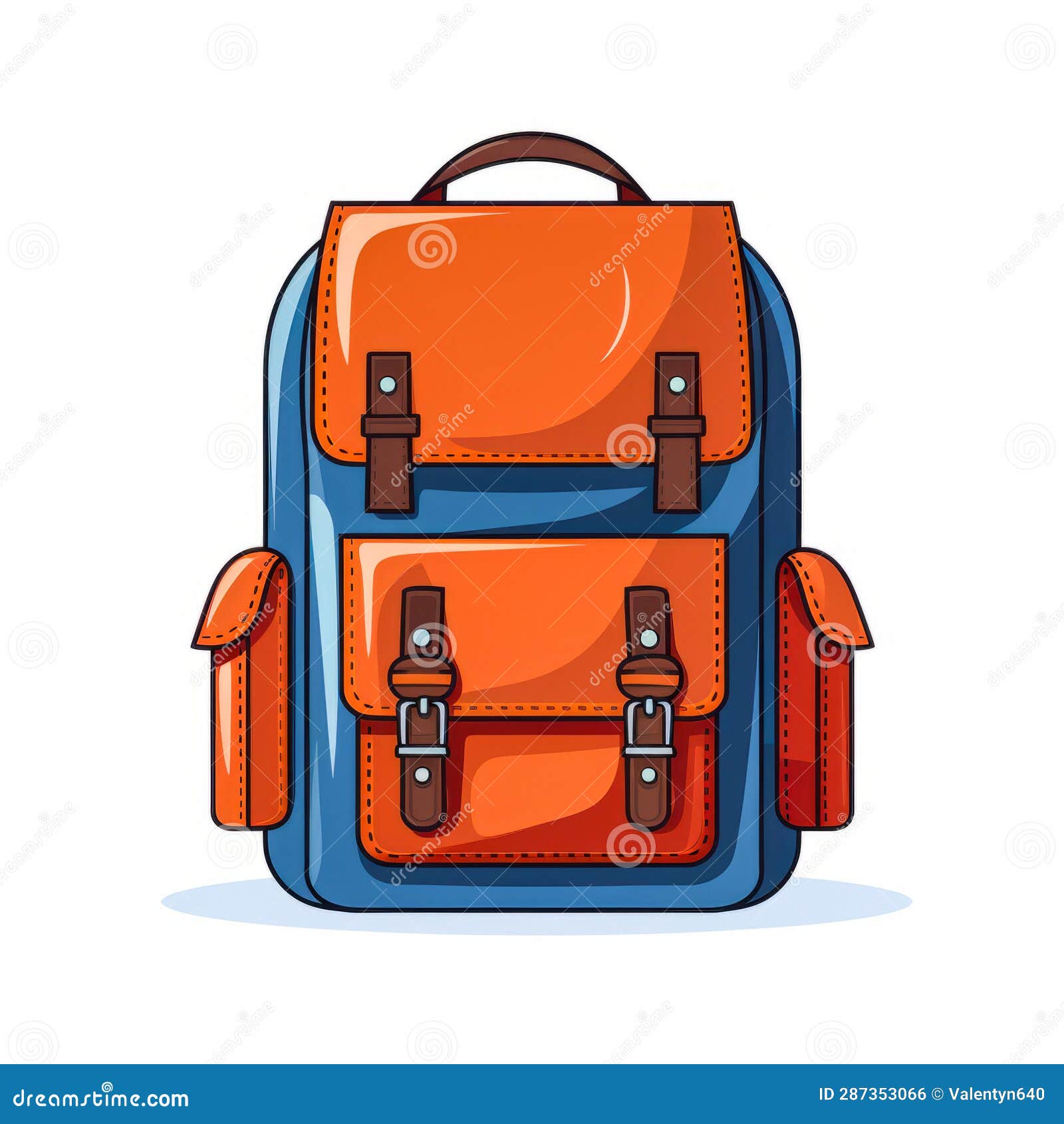 Blue and Orange Backpack with Brown Handle on it. Generative AI Stock ...
