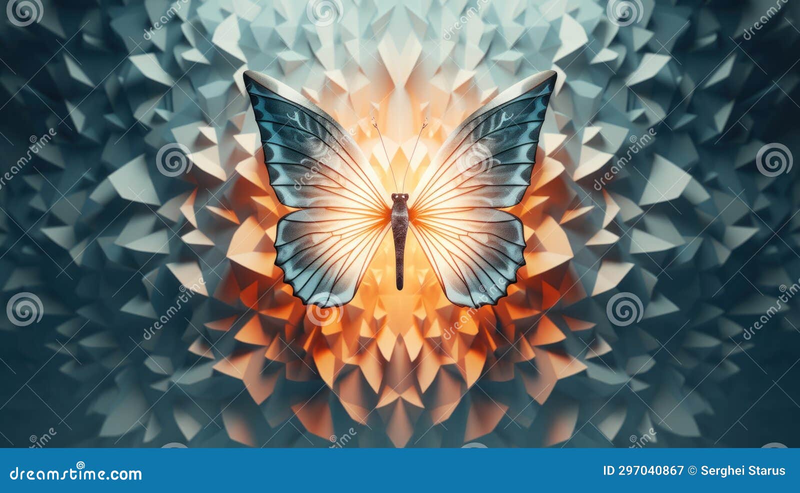A Blue and Orange Butterfly is Flying through the Air, AI Stock Image ...