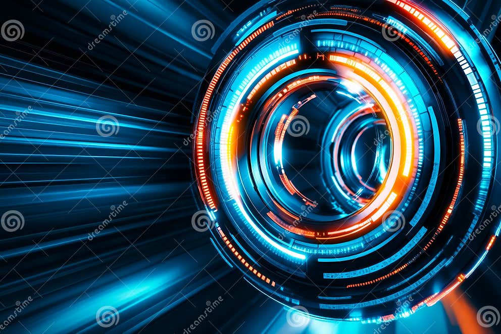 A Blue and Orange Circular Object with a Light Streaks in the ...