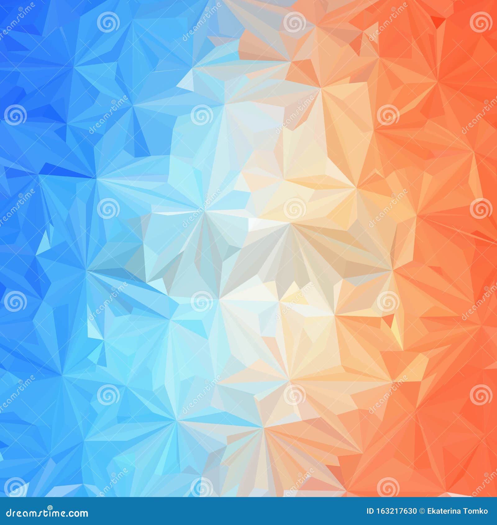 Blue and Orange Colors. Abstract Vector Background. Triangular Pattern ...