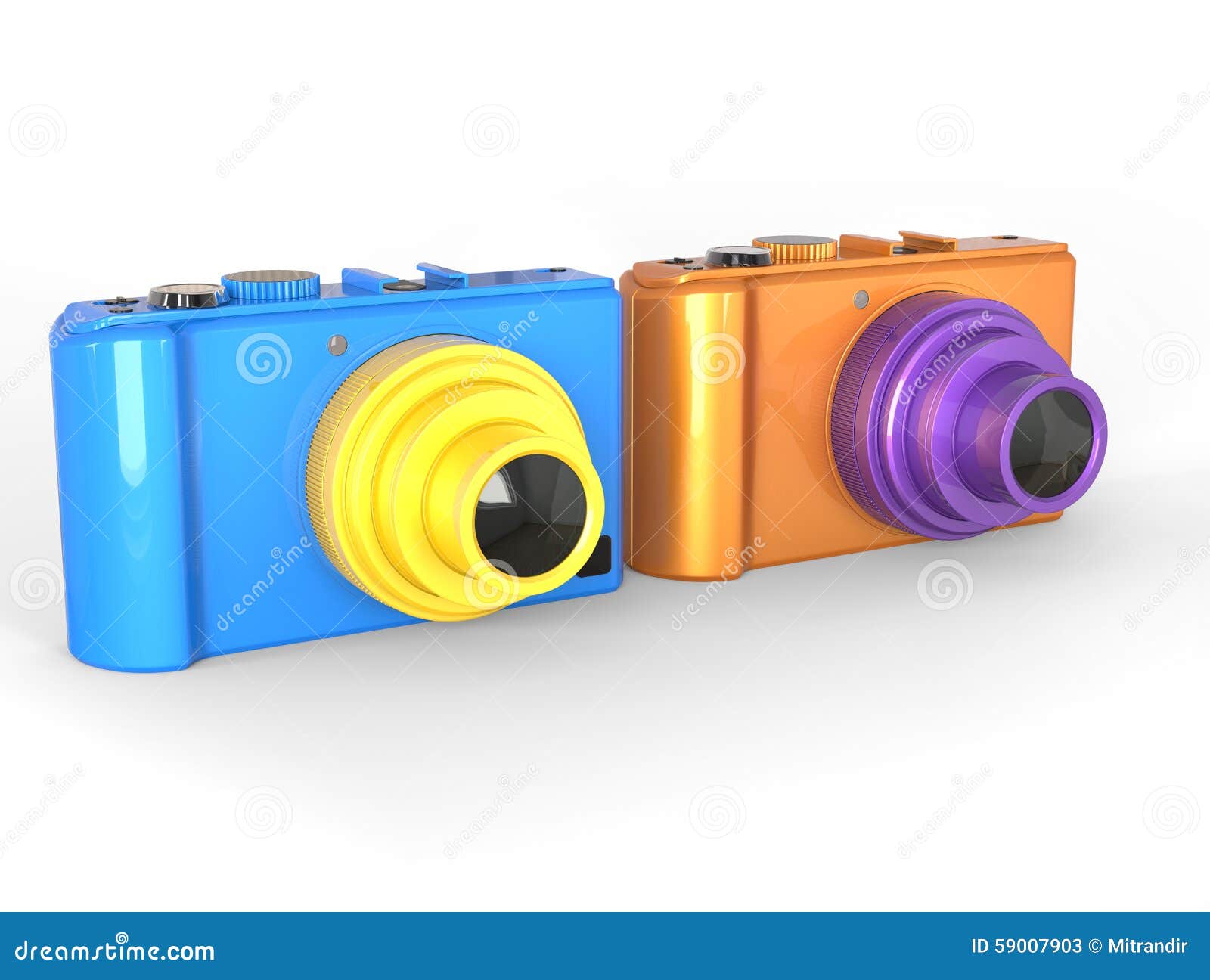 Blue and Orange Compact Digital Photo Cameras Stock Image - Image of ...