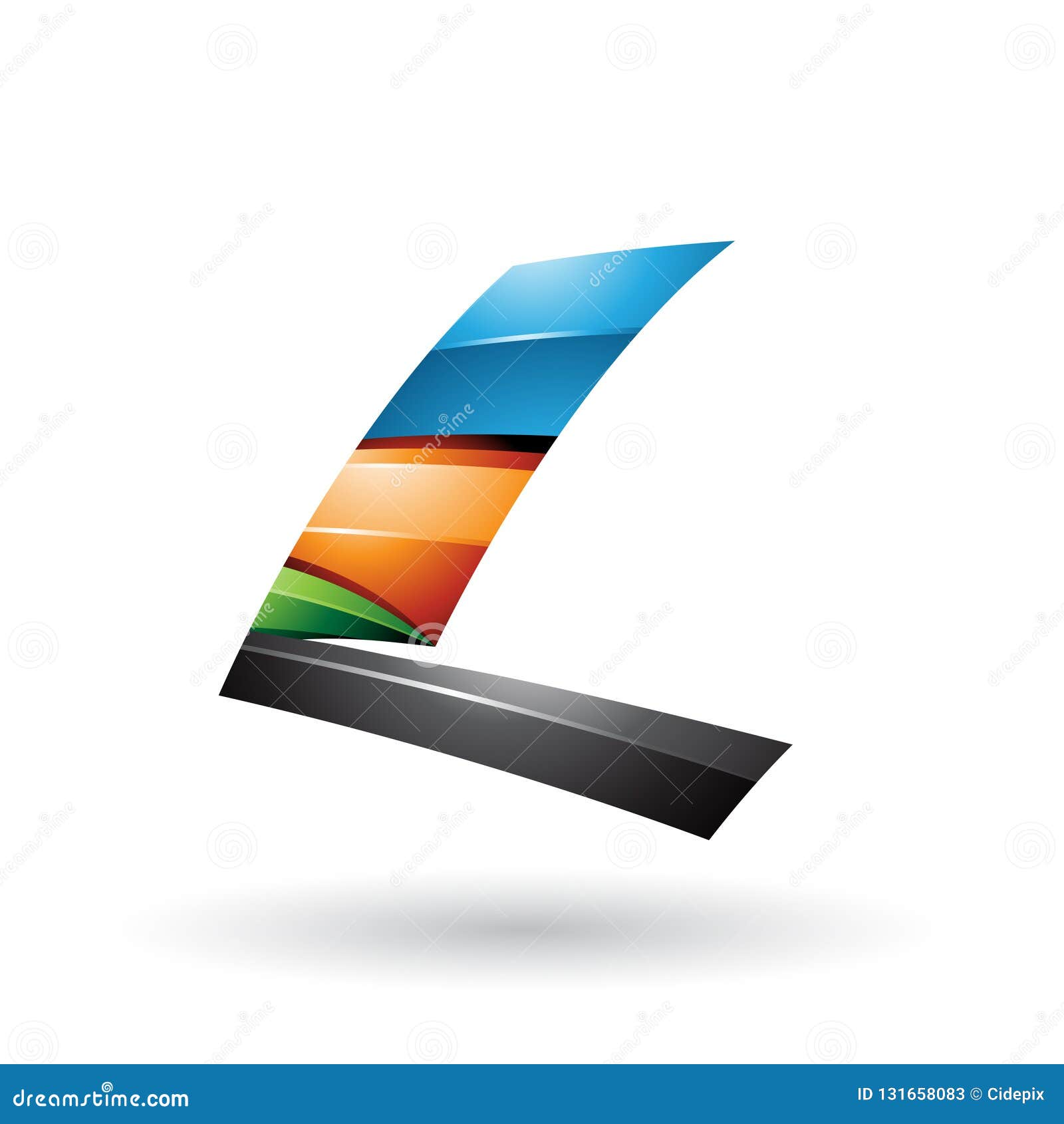 Blue and Orange Dynamic Glossy Flying Letter L Isolated on a White ...