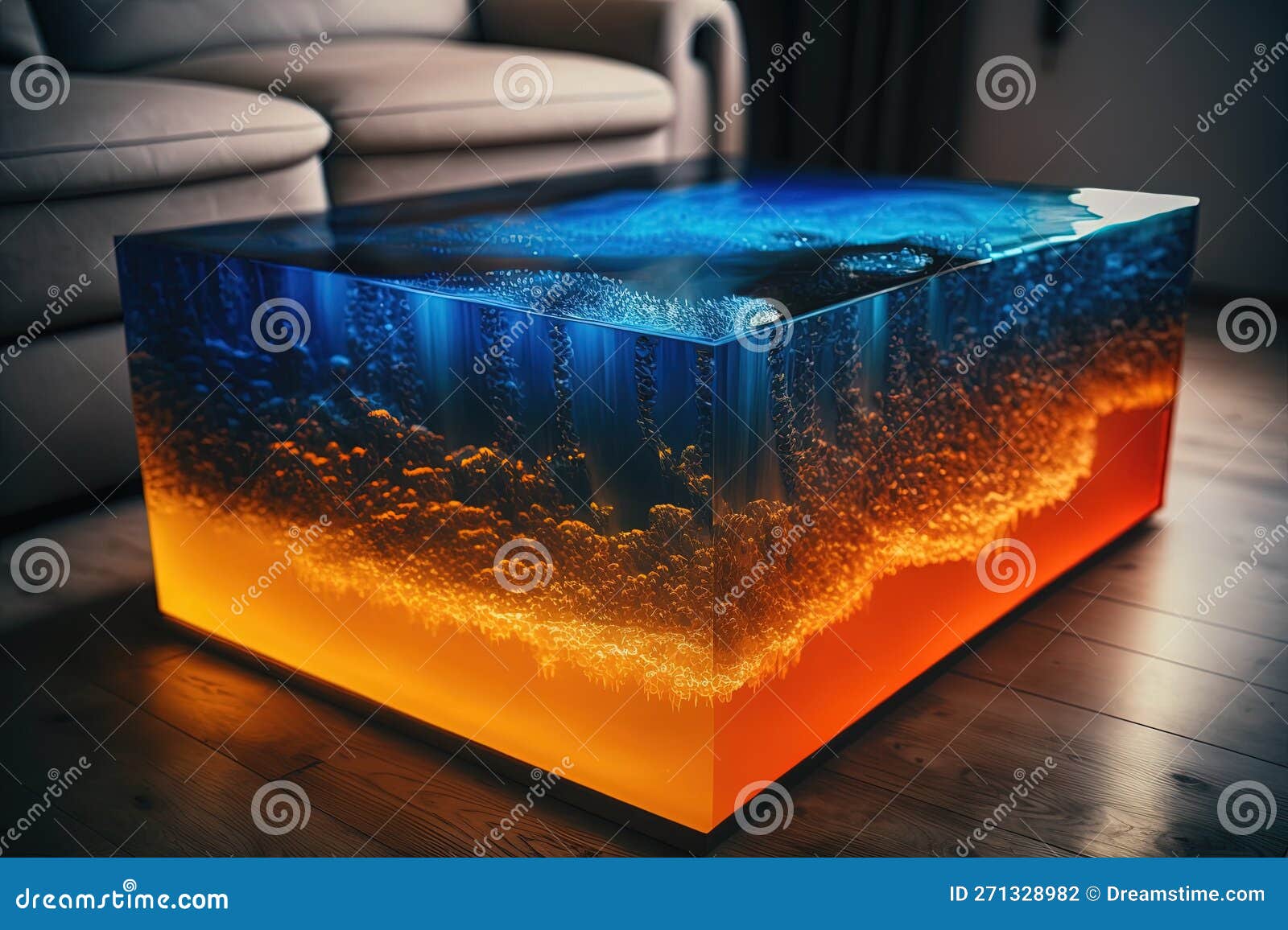Orange Epoxy Resin Kitchen Table, Looks Like Lava. Generative AI ...