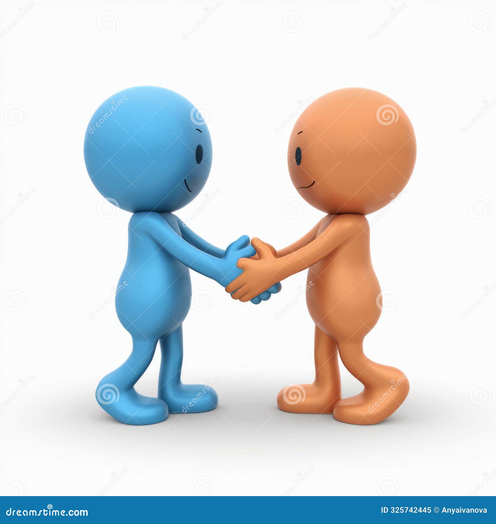 Blue and Orange Figures Shaking Hands Representing Unity and ...