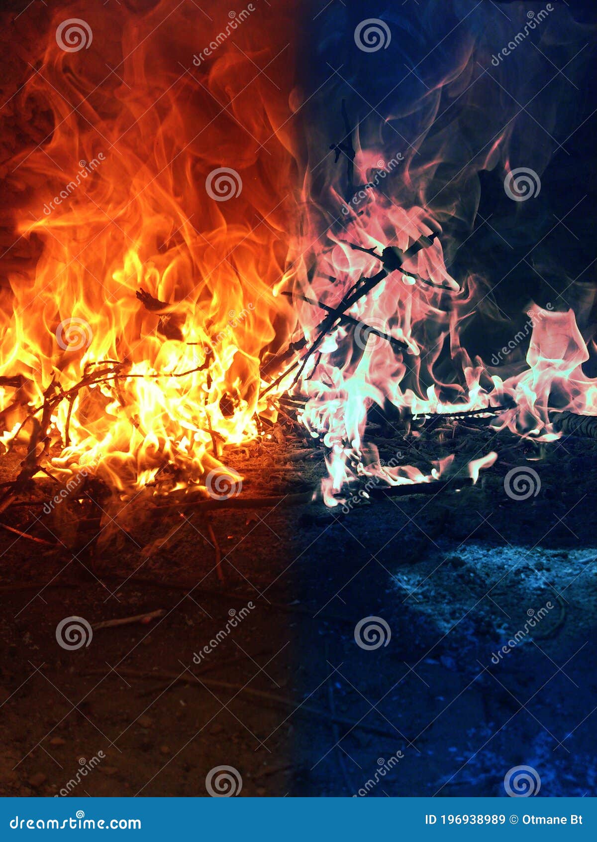 Blue and orange Fire stock image. Image of blue, wildfire - 196938989
