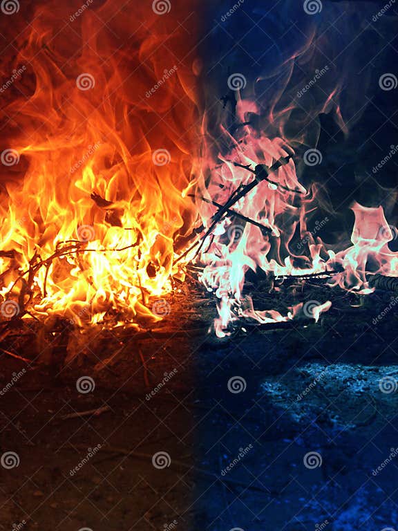 Blue and orange Fire stock image. Image of blue, wildfire - 196938989