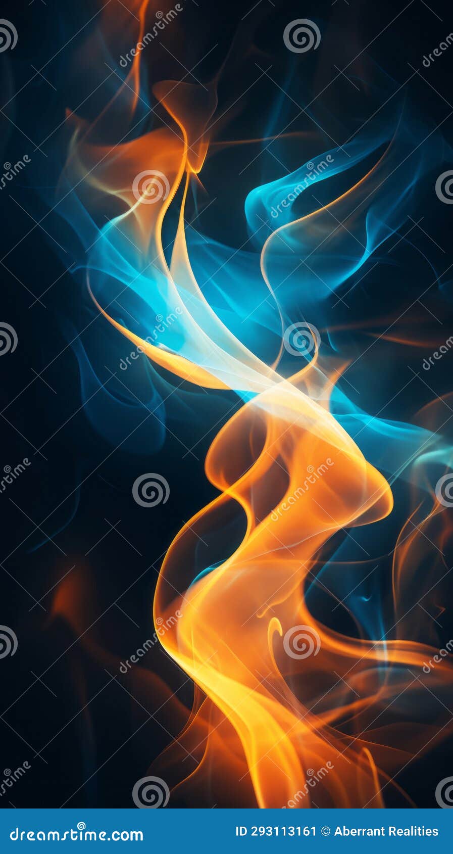 Blue and Orange Flames on a Black Background Stock Illustration ...