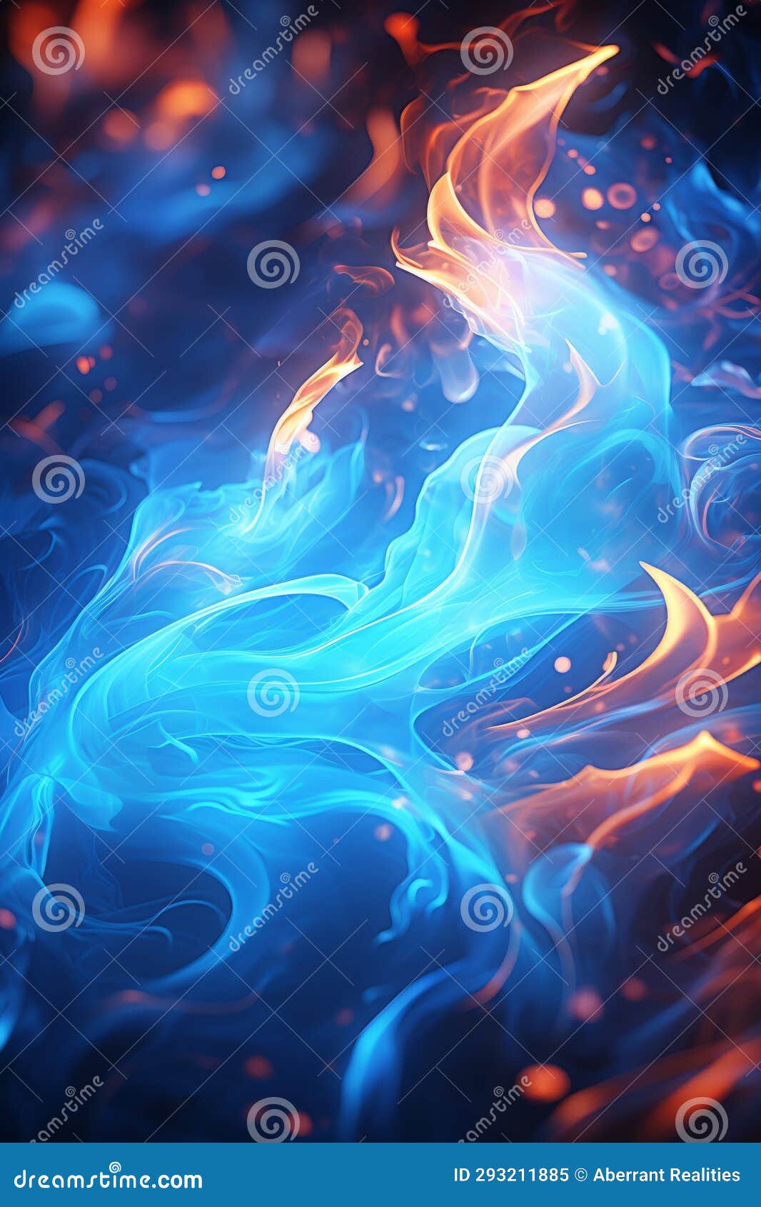 Blue and Orange Flames on a Black Background Stock Illustration ...