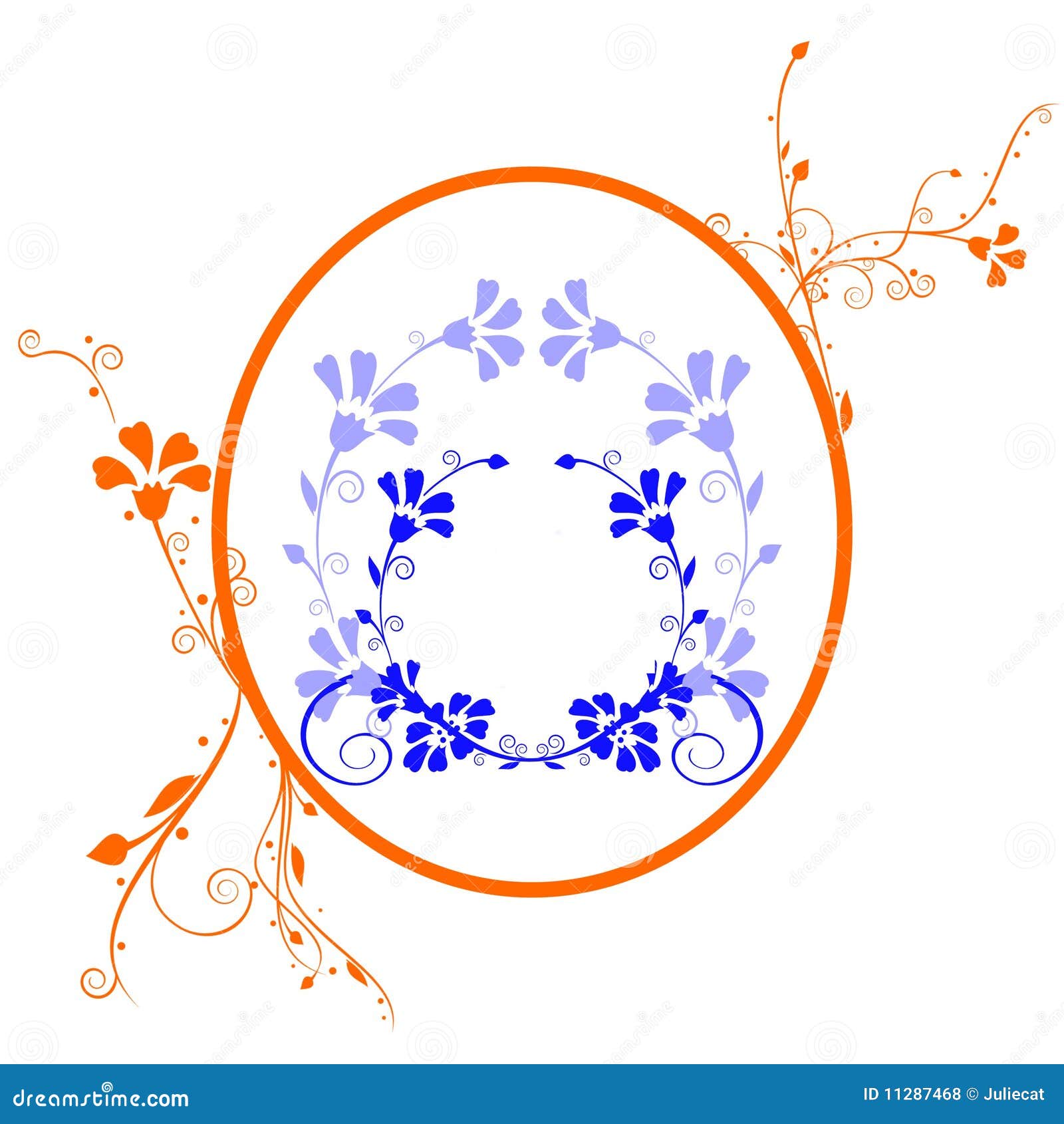 Blue Orange Floral Background Stock Illustration - Illustration of ...