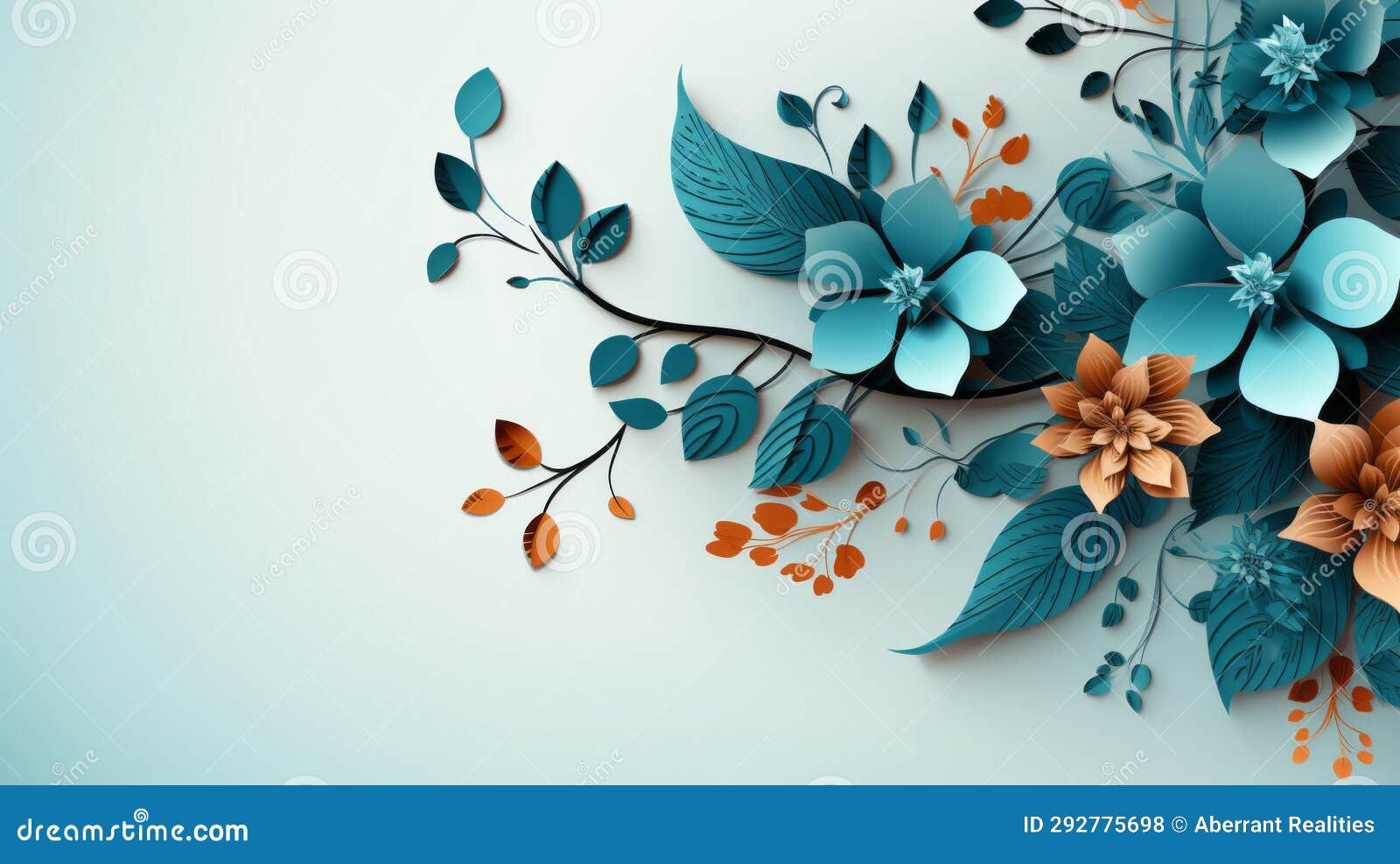 Blue and Orange Flowers on a White Background Stock Illustration ...