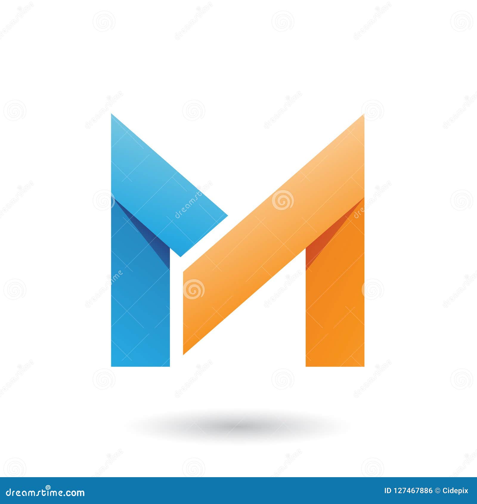Blue and Orange Folded Paper Letter M Vector Illustration Stock Vector ...