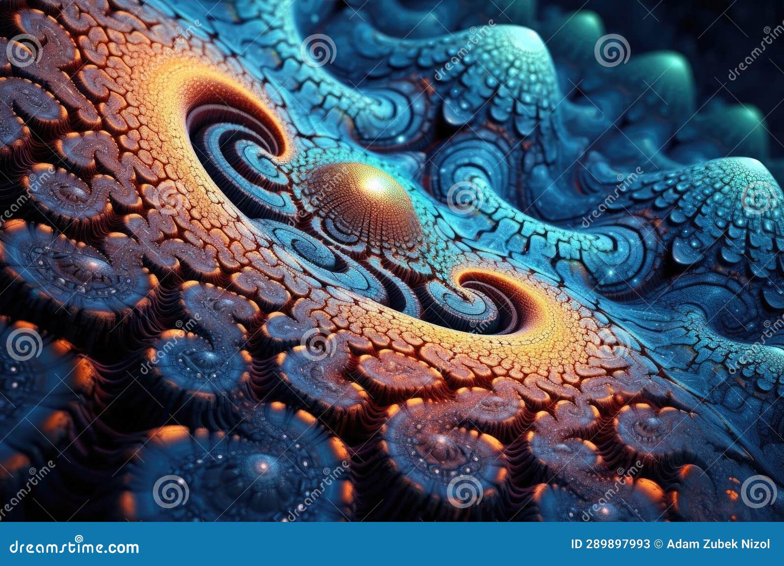 A Blue and Orange Fractal Swirls Stock Illustration - Illustration of ...