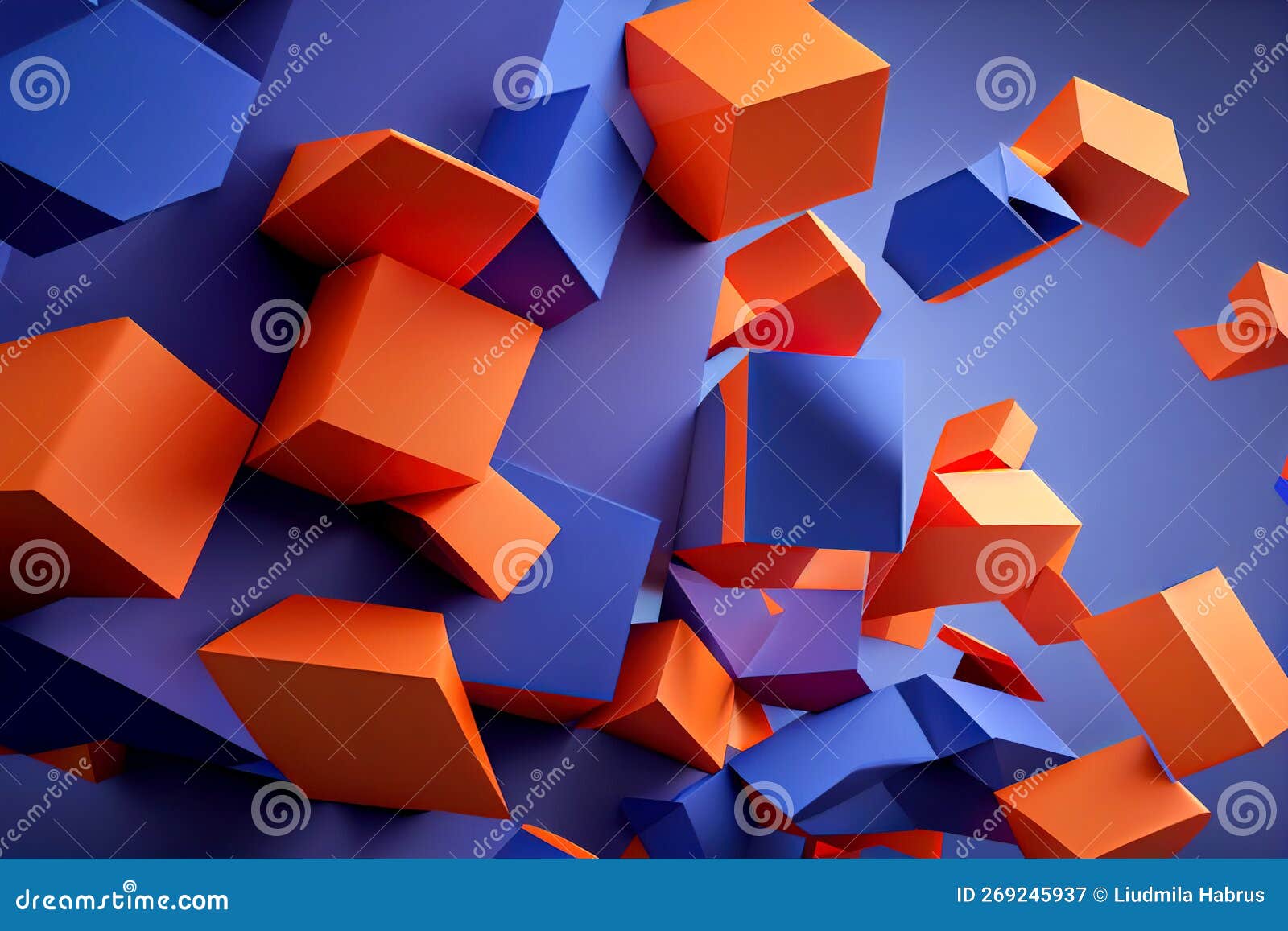 Blue and Orange Geometric Shapes Abstract Background. Generative AI ...