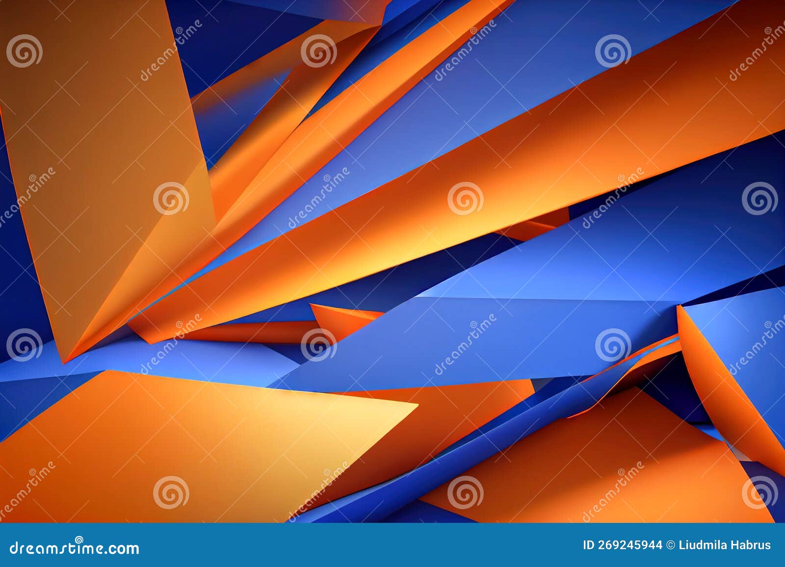 Blue and Orange Geometric Shapes Abstract Background. Generative AI ...
