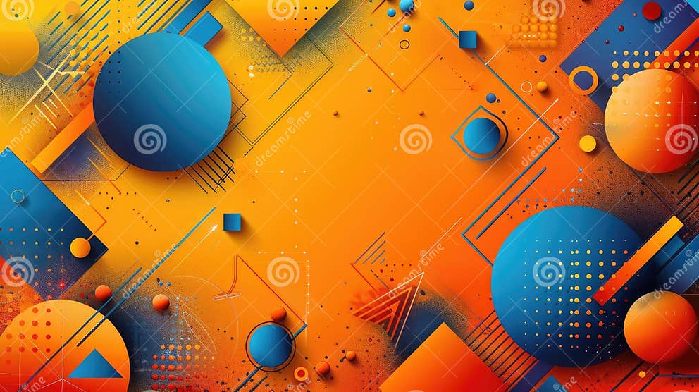 Blue and Orange Geometric Shapes on a Gradient Background AIG535 Stock ...