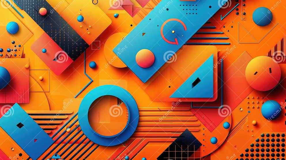 Blue and Orange Geometric Shapes with a Gradient Background AIG535 ...