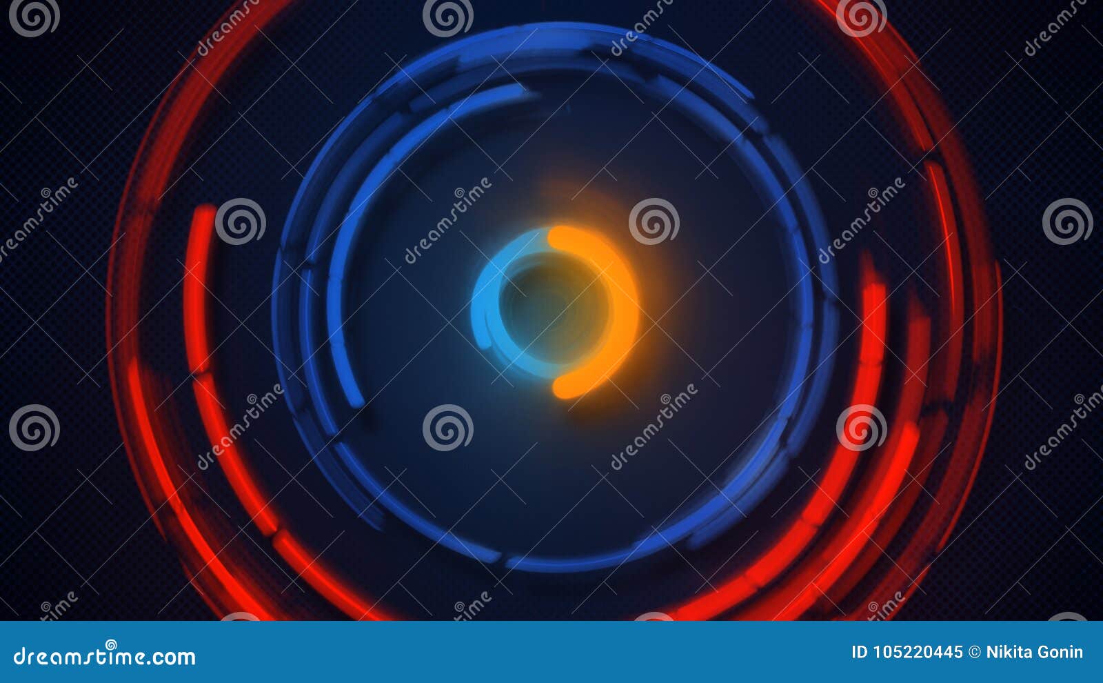 Blue and Orange Glowing Circles Spinning Stock Illustration ...