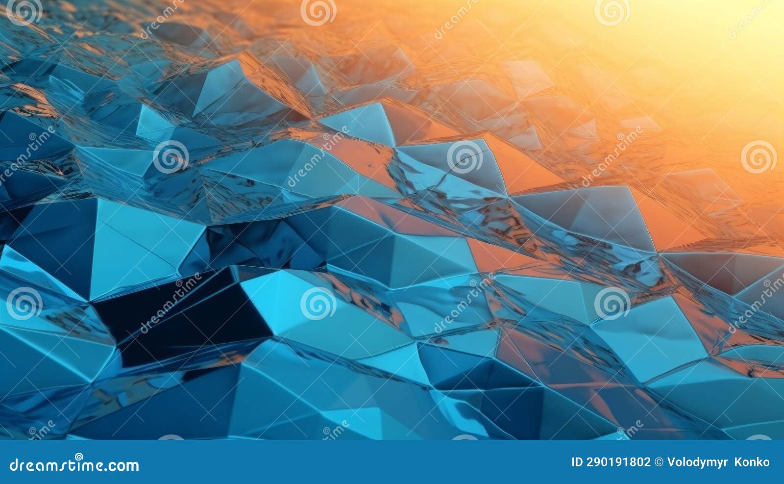 Blue Orange Gradient Digital Polygons. Generative Ai Stock Photo ...