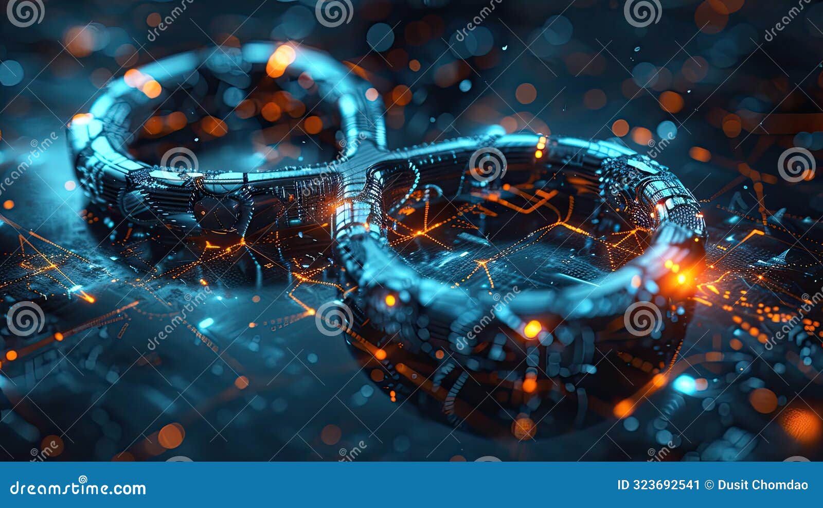 A Blue and Orange an Infinity Symbol Made of Interconnected Gears and ...